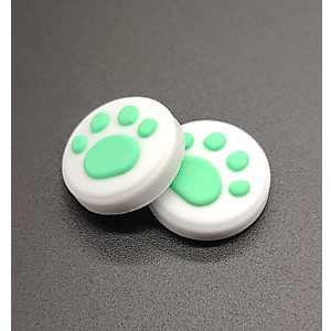 Silicone Analog Controller Thumb Stick Joystick Grips Cap for Switch NS & Switch Lite Controller Joy-Con ThumbStick Cute Cat Paw Claw (Blue + Green 2PCS)