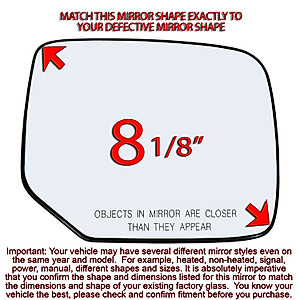 Passenger Side Mirror Glass Assembly With Plastic Backing Plate Heated Compatible with 2009-2015 Honda Pilot