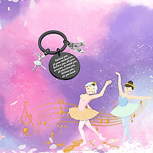FEELMEM Ballet Dancing Gifts Dance Class Dancer Gift Dance Recitals Gift Behind You All Your Memories Keyring Graduation Gift(black)