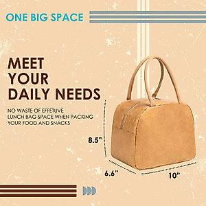 Khulula Tyvek Lunch Bag for Women Insulated Lunch Box Durable Leakproof Paper Reusable Lunch Tote Bags for Work, Picnic, Travel, Snack, Hiking Brown