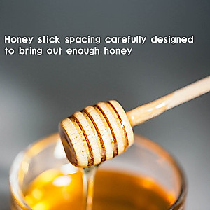 Rwaken Glass Honey Jar with Wooden Dipper and Glass Lid,Honey Pot Dispenser for Store Honey and Syru,10 Ounces