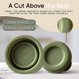 Jartastix Silicone Replacement Caps | 48mm Diameter Bottle Lids That Fit Perfectly Stanpac & Libbey Milk Glass Bottles | Reusable, Long-Lasting and Easy to Clean Bottle Caps (Green, 2 Pack)