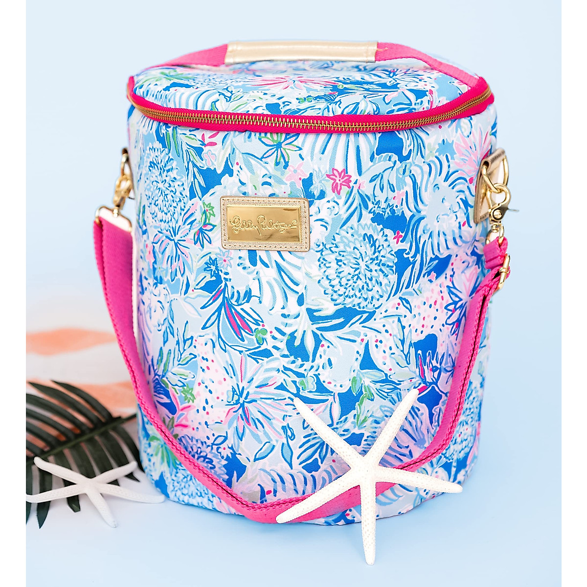 Lilly Pulitzer Insulated Soft Beach Cooler with Adjustable/Removable Strap and Double Zipper Close, Lion Around