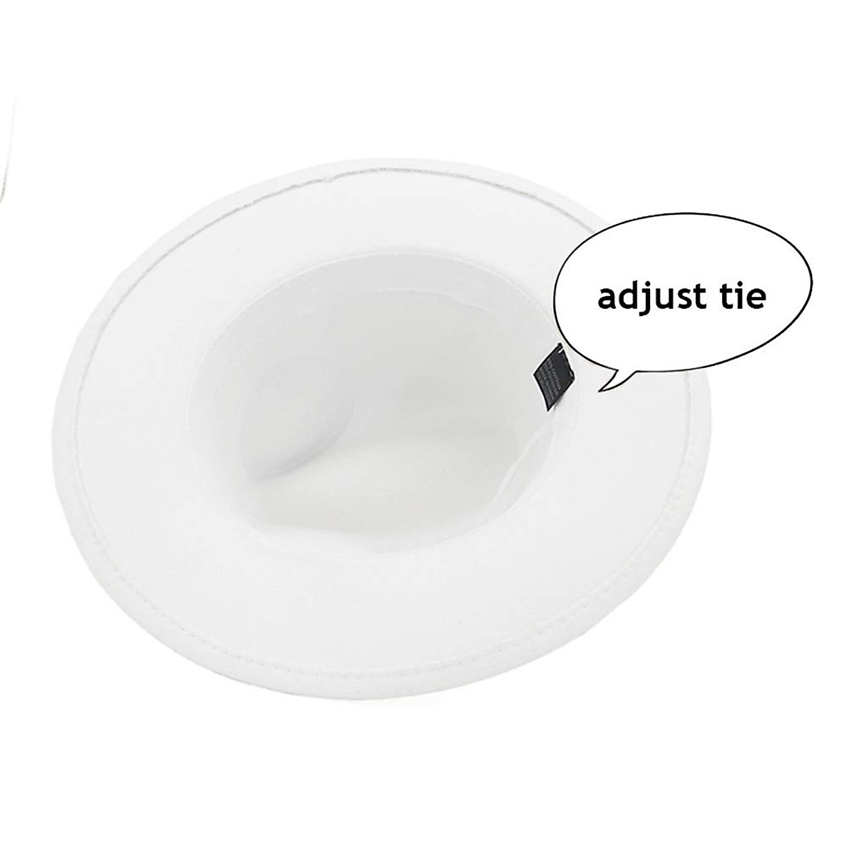 Gossifan Lady Fashion Wide Brim Felt Fedora Panama Hat with Ring Belt A-White