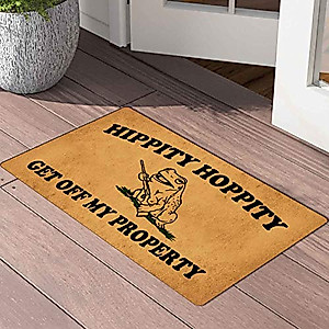 Home Decor Hippity Hoppity Get Off My Property Welcome Mat with Rubber Backing Doormat Entrance Floor Mat Non-Slip Entryway Rug Easy Clean 30 X 18 Inches