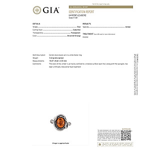 HolidayGiftShops GIA Certified Sterling Silver and Baltic Honey Amber Snake Adult Ring- size 9