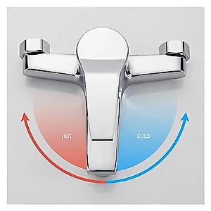 Zinc Alloy Basin Faucet Chrome Plated Wall Mounted Hot and Cold Water Double Spout Mixer Faucet Suitable for Bathroom Diverter Bathtub Shower Tray