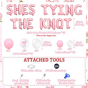 86Pcs She's Tying the Knot Bachelorette Party Decorations - Bow Garland Arch Kit She's Tying the Knot Letter Foil Balloon for Girls Bachelorette Party Bridal Shower Engagement Wedding Party Supplies