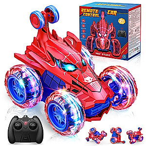 RC Cars Toys for Boys Remote Control Car for 3 4 5 6 7 8 9 10 Year Old Boy Girl 360° Flips 4WD Remote Control Car Boy Toys RC Stunt Car with Cool Light Easter Basket Stuffers Gifts for 3-10 Boys Girls