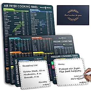 Air Fryer Magnetic Cheat Sheet Set & Instant Pot Cheat Sheet Magnet Set (2 Sets of 6 Pcs), Air Fryer Cooking Guide, Cooking Times Chart Magnet - Instant Pot/Air Fryer Accessories (Black)