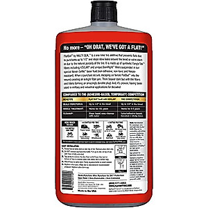 FlatOut Tire Sealant Outdoor Power Equipment Formula - with Valve Core Tool and Replacement Valve Core, Prevent Flat Tires, Seal Leaks, Contains Kevlar, 32-Ounce Bottle, 1-Pack