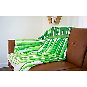 Giant Serene Palm Leaf Blanket - Large Leaf Shaped Blanket 90''x76'' Soft Plush Plant Shaped Throw Blanket Palm Leaf Blanket Shape Design Decorative for Couch Sofa Or Bed, White, Green