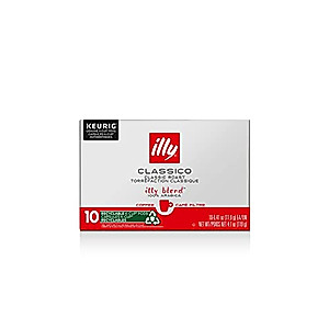 illy Coffee, Smooth and Balanced, Classico Medium Roast Coffee K-Cups, Made with 100% Arabica Coffee, All-Natural, No Preservatives, Coffee Pods for Keurig Coffee Machines,10 K-Cup Pods (Pack of 1)