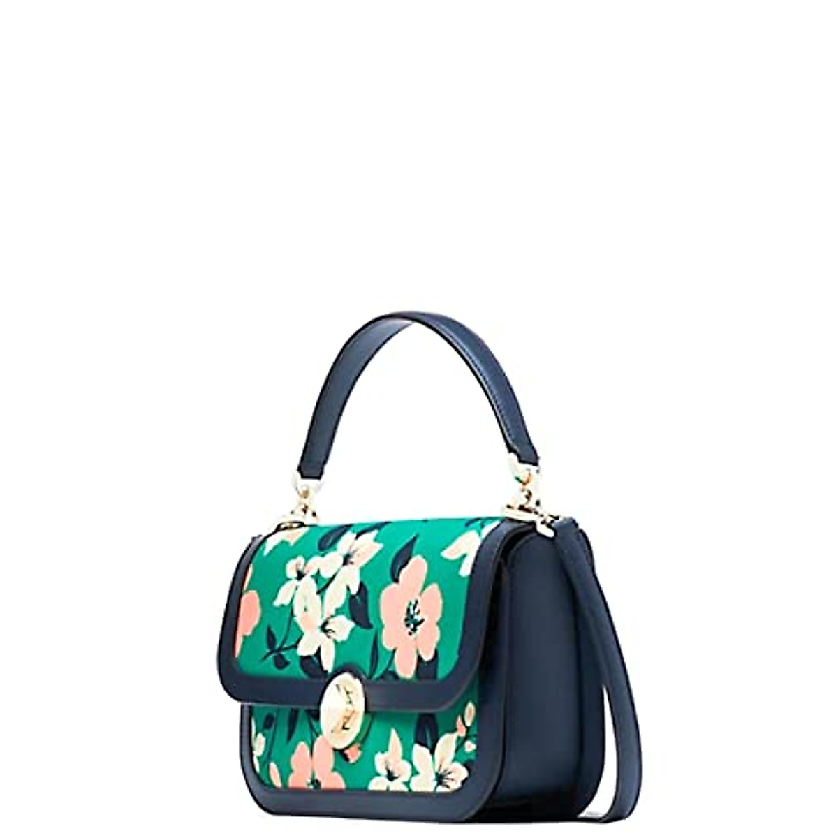 Kate Spade Lily Blooms Printed Canvas Flap Top Handle Satchel Crossbody Green