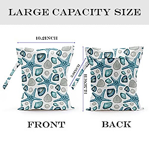 zcyxuuw Wet Bag, Wet Dry Bag, Wet Bag for Swimsuit, Travel, Beach, Pool, Diapers, Dirty Yoga Gym Clothes, Makeup Bag, Beach Wedding Supplies, Waterproof Reusable Shell Pearl Starfish Whale