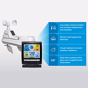 AcuRite Iris (5-in-1) Indoor/Outdoor Wireless Weather Station for Indoor and Outdoor Temperature and Humidity, Wind Speed and Direction, and Rainfall with Digital Display (01512M)