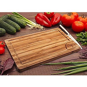 3 Piece Bamboo Cutting Board Set, Serving Vegetables Meat Kitchen Chopping Butcher Block with Deep Juice Grooves