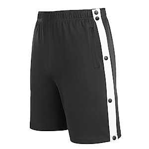 Wataxii Post Surgery Tear Away Shorts for Men Hip Replacement Recovery Snap Breakaway Shorts Comfy Adaptive Clothing Black