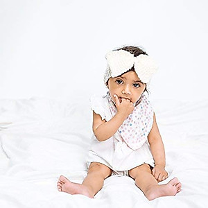 REVERSIBLE & WATERPROOF Cotton Baby Bandana Drool Bibs for Girls with Adjustable Snaps, Pack of 4, Soft Absorbent Cute Modern Premium Bib Set for Teething Drooling (Pink)