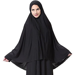 Women's Elegant Modest Muslim Islamic Ramadan Soft Lightweight Jersey Hijab Long Scarf, Black, M