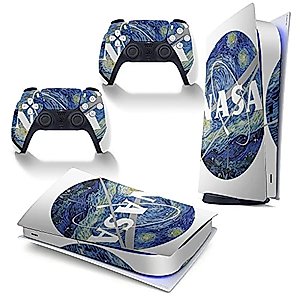 PlayStation 5 Digital edition version sticker protective cover, Starry Night Nasa ps5 controller protective shell (compatible with ps5 Digital edition)
