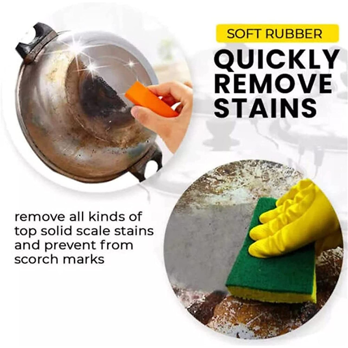 2022 New Stainless Steel Stain Eraser - Magic Eraser Stainless Steel Stain Remover, Stainless Steel Decontamination Artifact for Kitchen (2 Pcs)