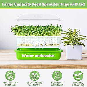 Legigo 5 Pack Seed Sprouter Trays with Lids- Soil-Free Cultivation Germination Tray, BPA Free Micro Greens Growing Trays Seed Sprouting Trays Kit with Germinating Paper for Wheatgrass, Beans and More