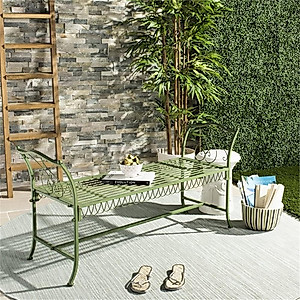 SAFAVIEH Outdoor Collection Jovanna Dark Slate Grey 2 Seat Bench