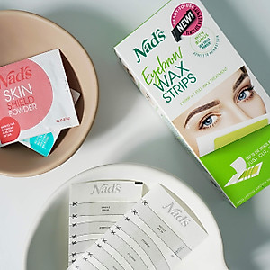 Nad's Eyebrow Wax Strips - Facial Hair Removal for Women - Eyebrow Wax Kit with 6 Eyebrow Waxing Strips + 6 Calming Oil Wipes + 2g Skin Protection Powder, 1 Count
