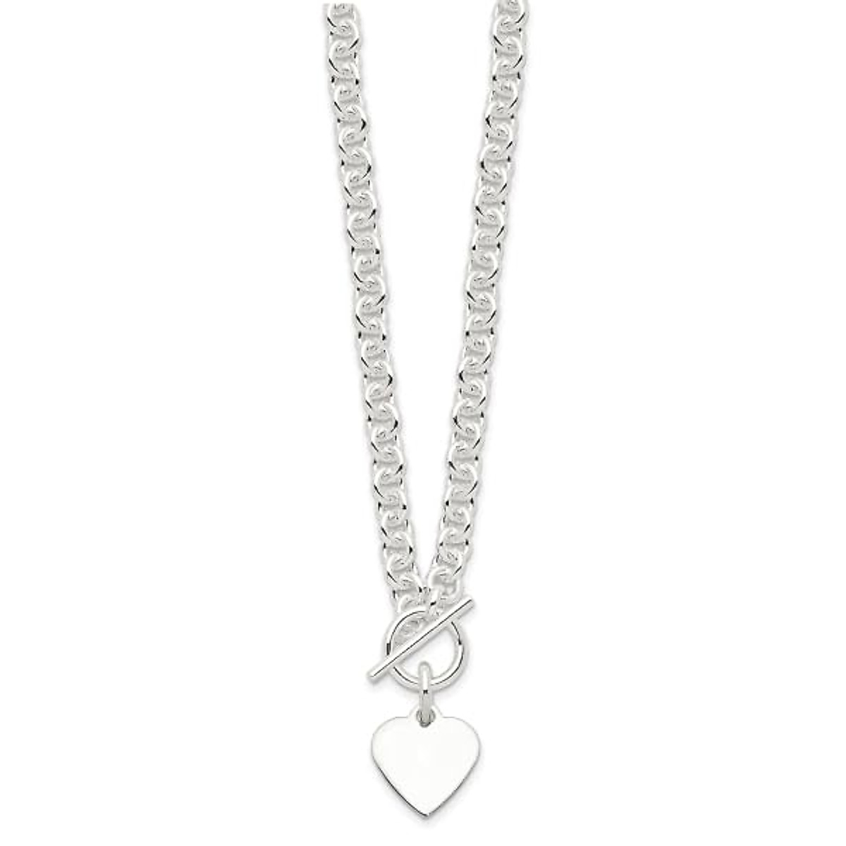 IceCarats 925 Sterling Silver Engraveable Heart Love Disc Link Necklace 18 inch Chain Toggle Clasp