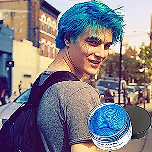 BeeShine Hair Coloring Wax, Blue Disposable Instant Matte Hairstyle Mud Cream Hair Pomades for Kids Men Women to Cosplay Nightclub Masquerade Transformation …