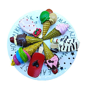 Miswee 8 pcs/Set 3D Resin Refrigerator Magnets Series Home Decor Fridge Magnetic Stickers Photo Office Message Kitchen Accessories (Ice Cream Series)