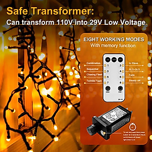 Christmas String Lights Outdoor, 328 FT 800 LED Christmas Tree Lights with 8 Modes and Timer, RF Remote Control Waterproof Warm White Fairy Lights for New Yard Garden Party X-mas