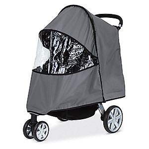 Britax B-Free Stroller Wind and Rain Cover | Easy Install + Air Ventilation + Storage Pouch Included Grey