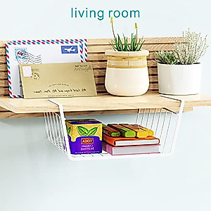 Veckle Small 6 Pack Under Shelf Wire Basket & 4 Pack Stackable Under Cabinet Storage， Bundle