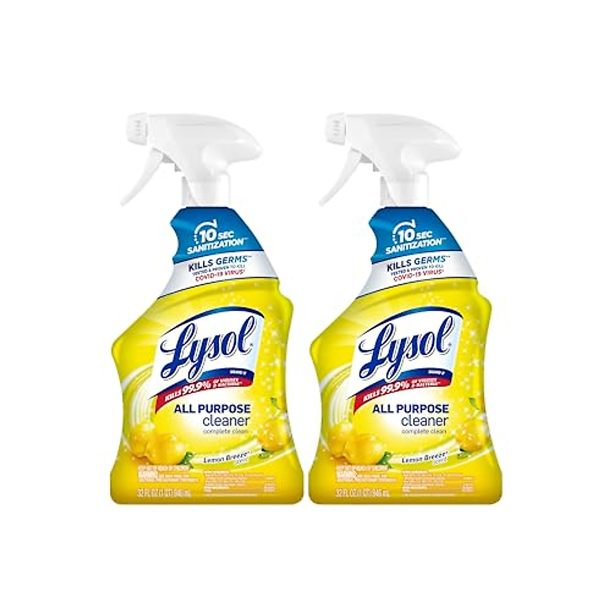 LYSOL All-Purpose Cleaner, Sanitizing and Disinfecting Spray, To Clean and Deodorize, Lemon Breeze Scent, 32oz, Pack of 2