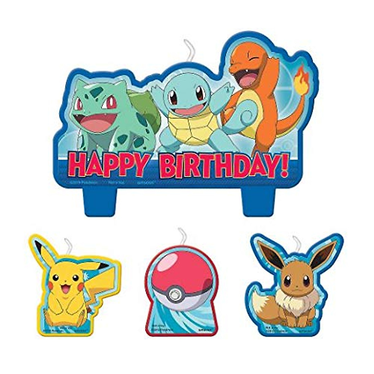 Classic Pokemon Birthday Party Supplies Pack for 16 with Plates, Napkins, Cups, Table Cover, Candles, and Pin