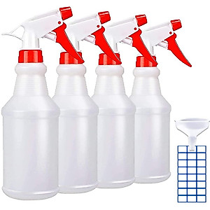 JohnBee Empty Spray Bottles (16oz/4Pack) - Adjustable Spray Bottles for Cleaning Solutions - No Leak and Clog - HDPE spray bottle For Plants, Pet, Vinegar, BBQ, and Rubbing Alcohol.
