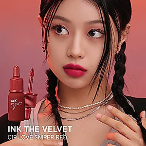 Peripera Ink the Velvet Lip Tint - High Pigment Color, Longwear, Weightless, Not Animal Tested, Gluten-Free, Paraben-Free (019 LOVE SNIPER RED)