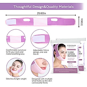 COSDAD Reusable Double Chin Reducer Chin Strap Face Slimming Strap Face Slimmer Shaper for Women,Breathable Comfortable V Line Lifting Mask,Innovative Lifting Technology,One Fits All,Purple