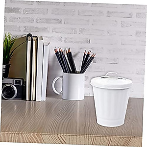ORFOFE 2pcs Plant Storage Galvanized Door Container Mini Paper Farmhouse Vase Trash Bin with Cute Brush Milk Cans Household Recycling Tabletop Room Iron Tin Can Metal Kitchen Simple