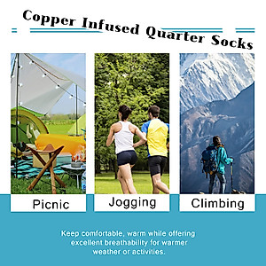 Copper Infused Quarter Socks Improve Foot Health Odor Control with Moisture Wicking Durable Comfortable Fit (5 Pairs)