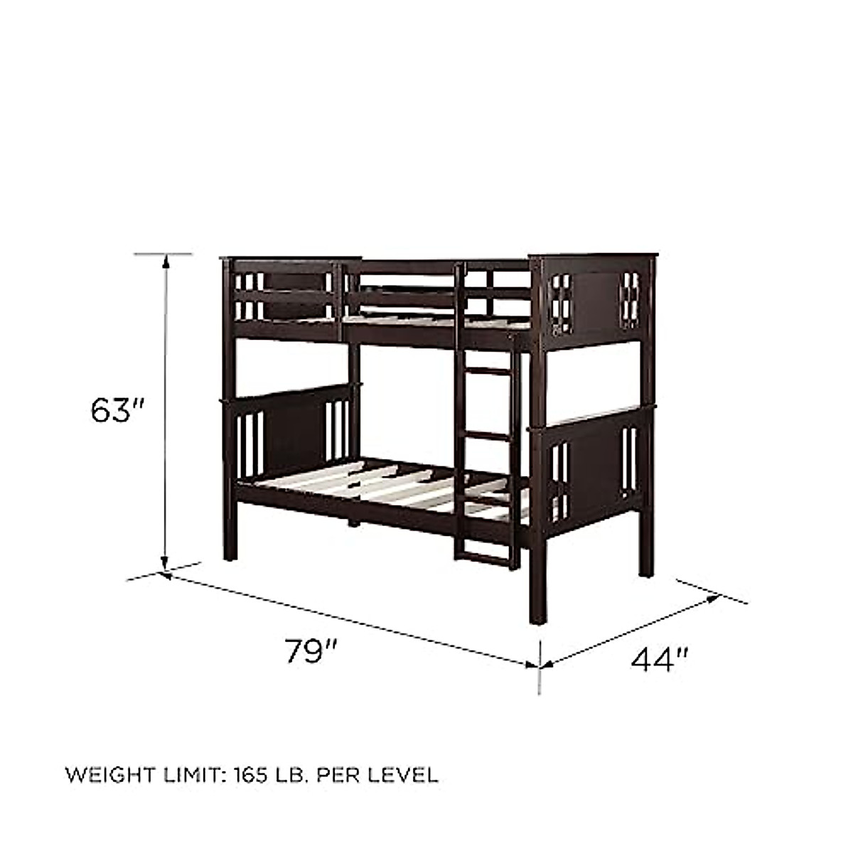 Dorel Living Twin Bunk Bed, Espresso