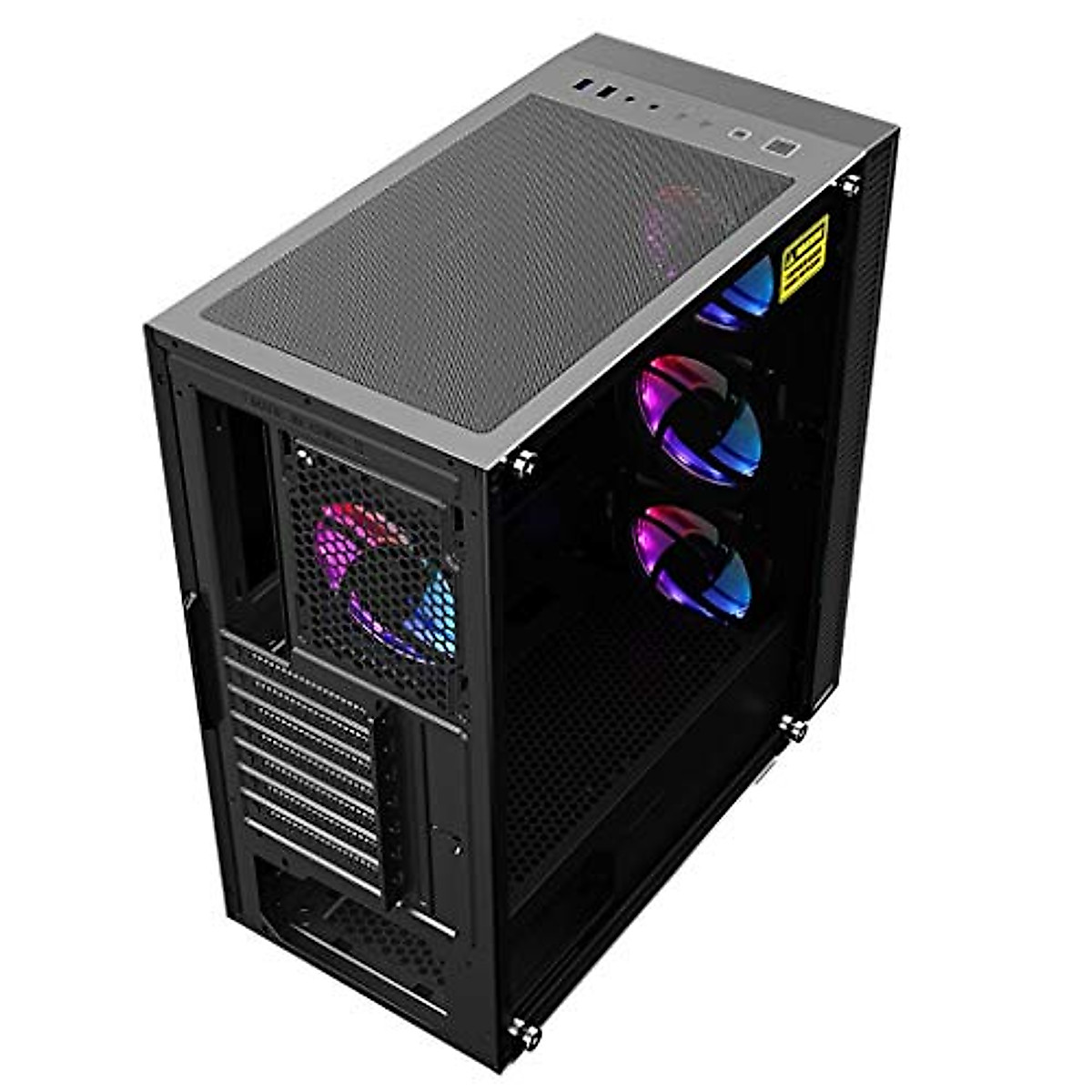 HDYD ATX Case,Mid-Tower PC Gaming Case ATX/M-ATX/ITX - Front I/O USB 3.0 Port - Tempered Glass Side Panel - 6 Fan Position - Support 200mm Fan Installation