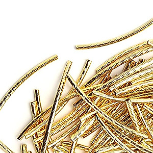 Curved Noodle Tube Spacer Beads, DIY Materials 200Pcs Jewelry Making Accessories Curved Long Tube Beads for Jewelry Making for DIY Crafts(Golden)