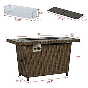 Kinsuite Propane Tank Cover Table 16" Side Hideaway Wicker Tank Table for Gas Fire Pits, Rattan Tank Table Cover with Storage & Adjustable Foot for Standard 20 Gallon Propane Tanks, Brown