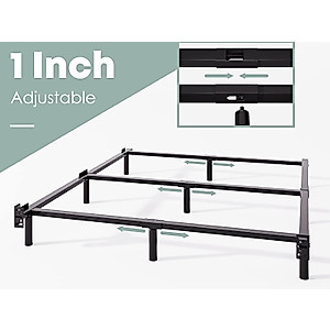 VTWAZAST Queen Size Bed Frame, 7 Inch Metal Heavy Duty Base for Box Spring, 9-Leg Support, Non-Slip, Noise-Free, Easy Assembly, Black