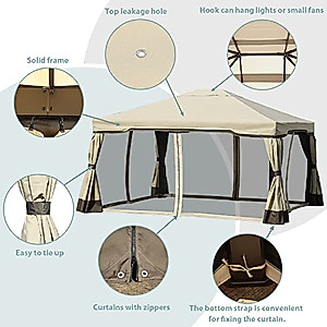 BPS 12‘x14’ Patio Gazebo Aluminum Outdoor Tent Shelter Canopy with Privacy Curtain and Netting for Patio, Garden, Yard and Lawn