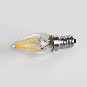 HzSane 2W LED Filament C7 Night Light Bulb, 2700K Warm White 200LM, E12 Candelabra Base Lamp C7 Mini Torpedo Shape, 15W Incandescent Replacement, Refrigerator Bulb, Non-dimmable, 4 Pack