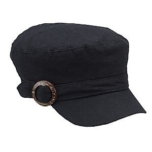 Hats Scarves & More Womens Chemo Cadet Cap Short Billed Newsboy Hat Soft Cap for Bald Women Black
